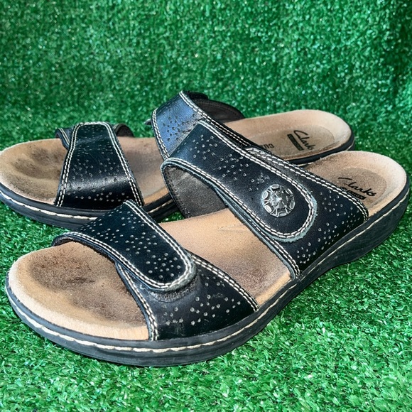 Clarks | Shoes | Clarks Collection Adjustable Slide Sandals Black ...